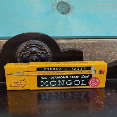 Eberhard Faber Mongol 482 # F "Diamond Star" Pencils in Sliding Box ...