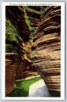 Vintage Fat Man's Misery Dells Of The Wisconsin River Linen Postcard D2 ...