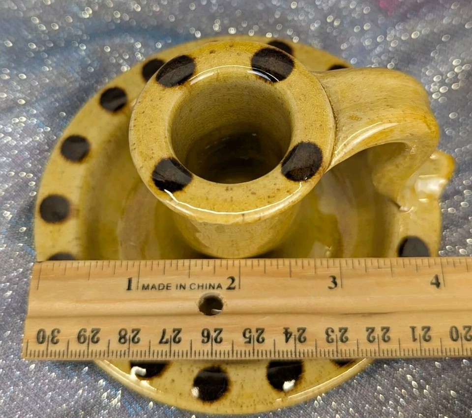 2 Candle Stick Holders, Polka Dots, Cremeware Colonial Williamsburg ...