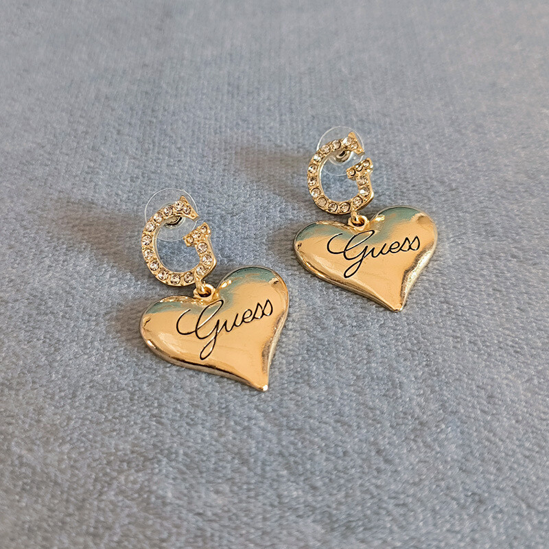 1Pair Trendy Heart Metal Pendant Earrings Love Heart G Letter Studs ...