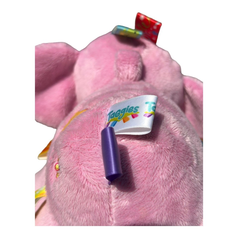 Taggies Pink Elephant Plush Rattle Stuffed Animal Toy Lovey Soft Clean ...