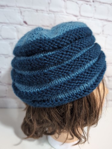 Wind Horse Blue Ribbed Wool Beanie Hat Hand knitted in Nepal Fleece ...