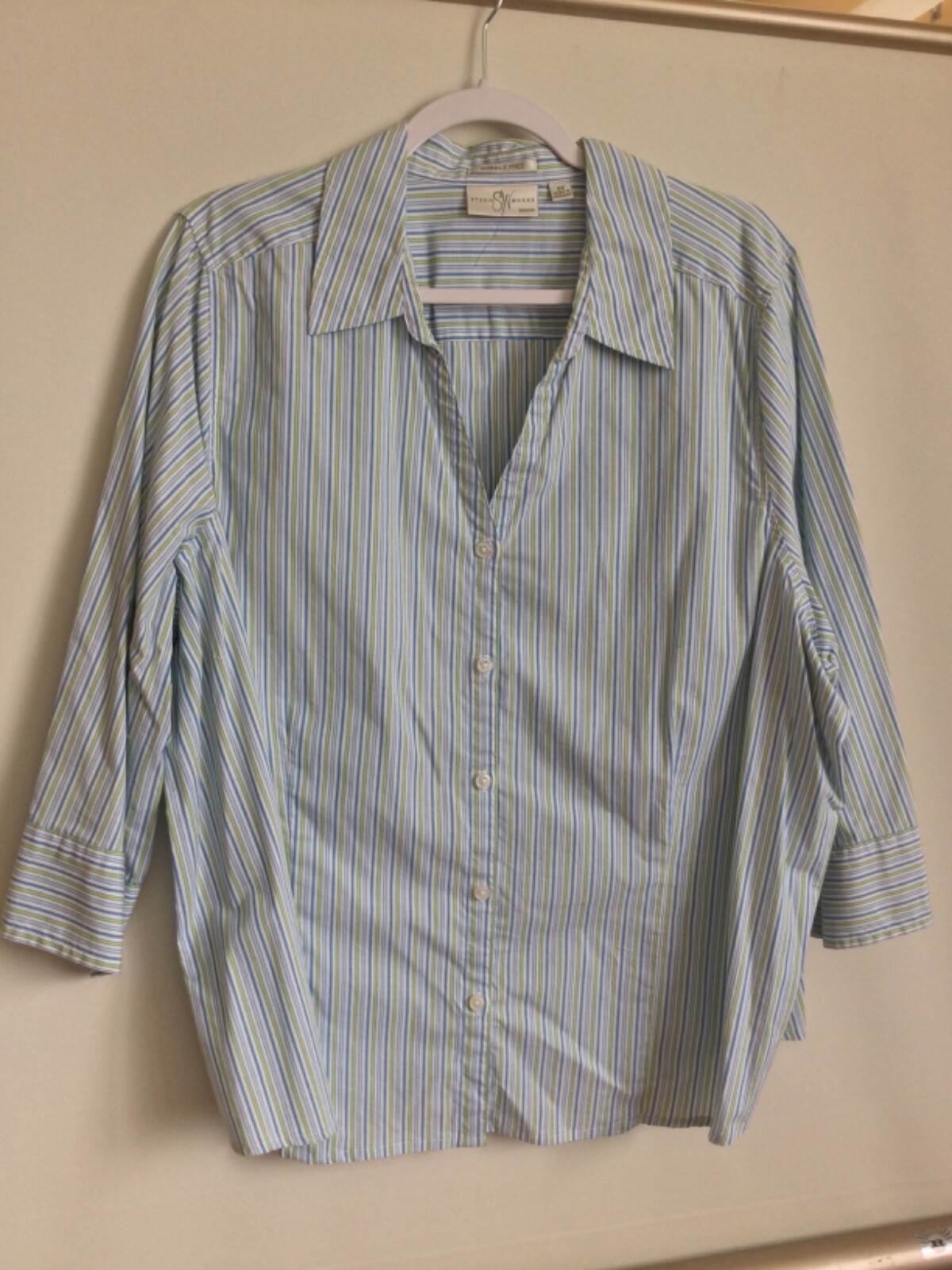 Studio Works Women Blouse Multicolor Size 3X Bottom 3/4 Sleeve Cotton ...