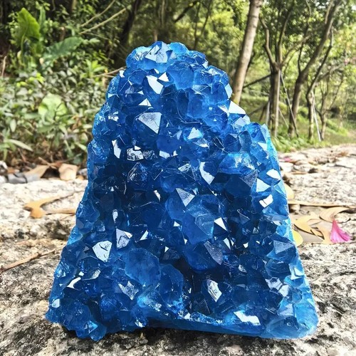 300g Aura Royal Blue Geode Phantom Cluster Mineral Specimen Titanium ...