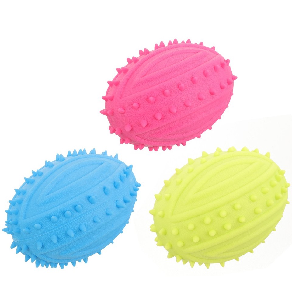 3Pcs Dog Chew Ball Pet Squeaky Ball Small Dog Rugby Ball Interactive ...