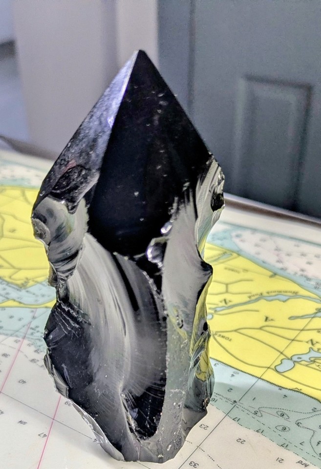 Large Natural Black Obsidian Crystal Point - Polished Volcanic Glass ...