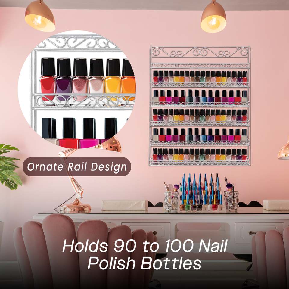 Metal Wire Nail Polish Display Organizer Wall Rack (Hold 90 to 100 ...