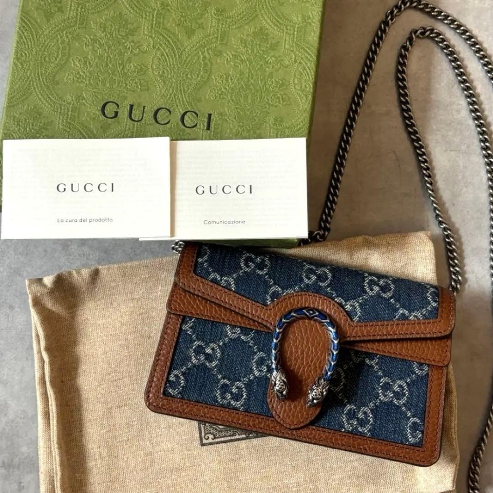 Gucci Dionysus Super Mini Denim Chain Shoulder Bag - Comes With Box And ...