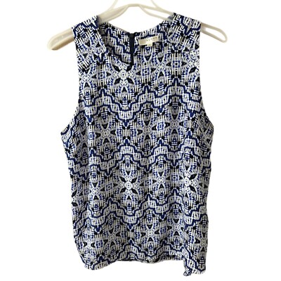 Kenar Women’s Size XL Blue White Black Pattern Sleeveless Dressy Tank ...