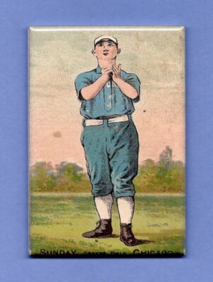 BILLY SUNDAY BASEBALL CARD *2X3 MAGNET* OUTFIELD EVANGELIST PREACHER ...