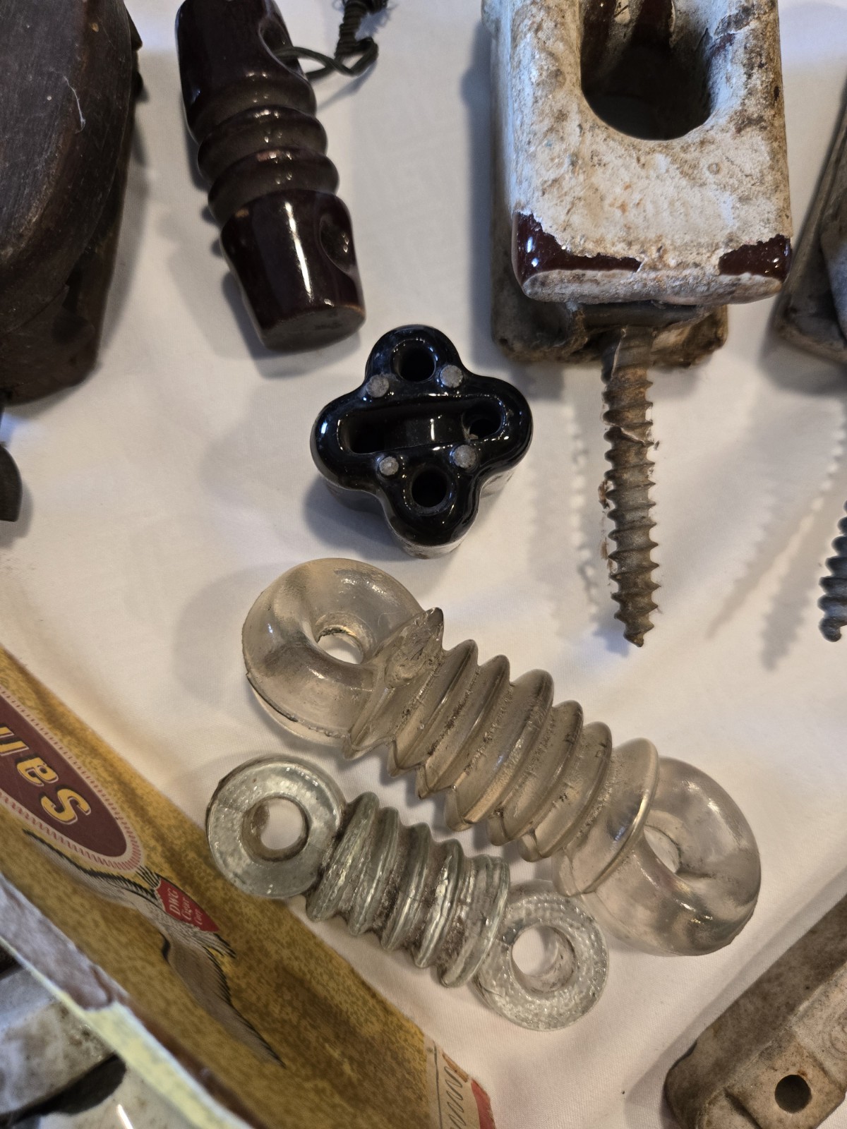 Lot of Vintage/Antique Electrical Parts Porcelain Insulators, Pully ...