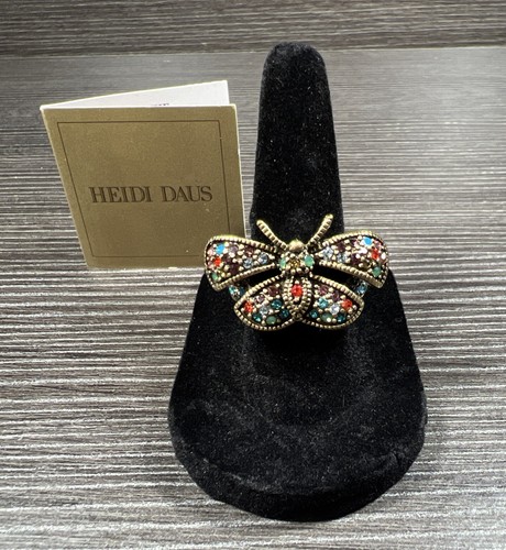 Pretty Heidi Daus HSN Bronze Crystal Moth Butterfly Ring Size 7 | eBay