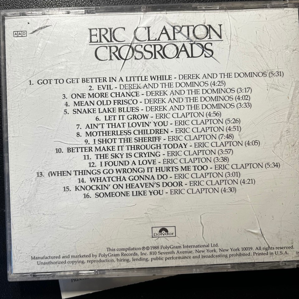 Eric Clapton Crossroads Disc 3 Only Very Good Audio CD 1988 Polygram ...