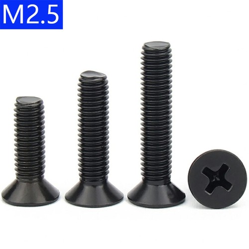 M2.5 Black 304 Stainless Steel Phillips Flat Head Machine Screws Bolts ...