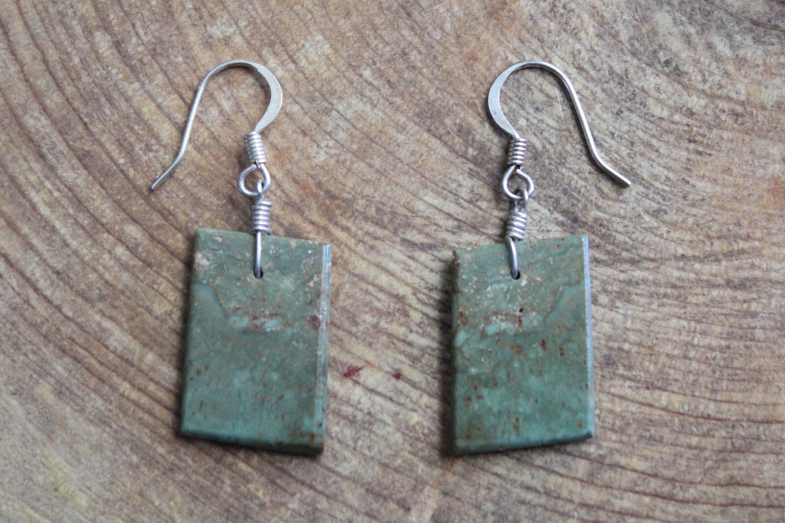 Green Turquoise Slab Square shape & Sterling Silver E… - Gem