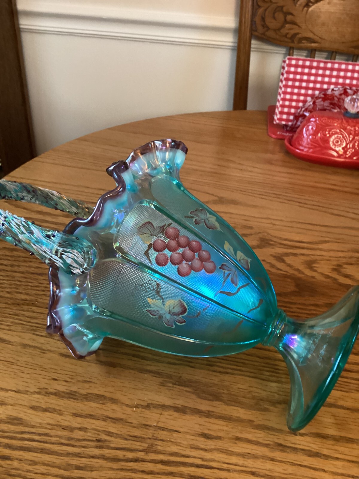 Fenton for QVC 11" T Lt. Ed. Persian Pearl Basket w/ Plum Edge, B ...