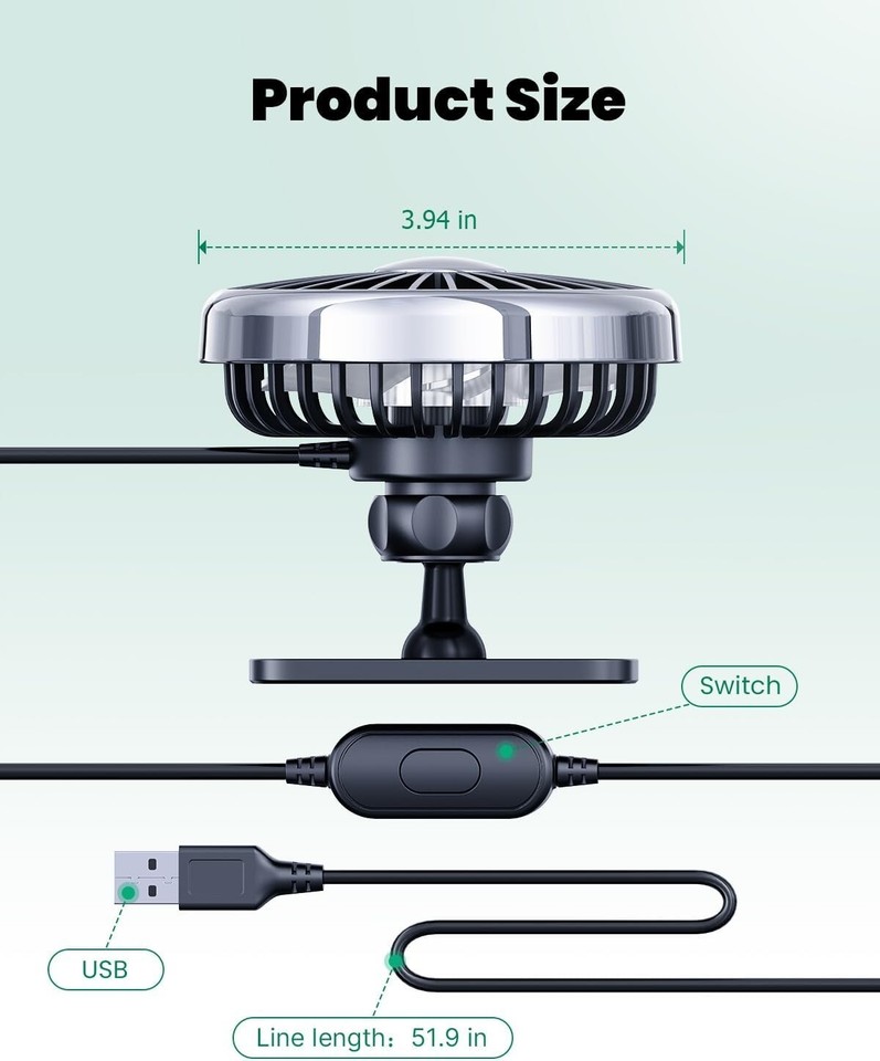 ICARMOUNT Portable Golf Cart Fan USB Powered Cooling Fan for EZGO ...