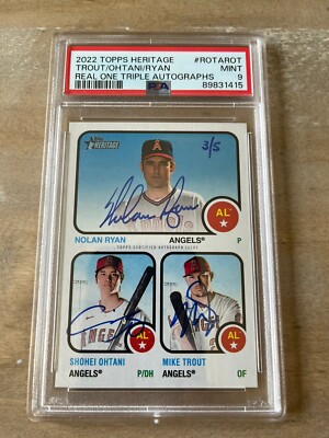 2022 Topps Heritage Triple Auto /5 Shohei Ohtani Mike Trout Nolan Ryan ...