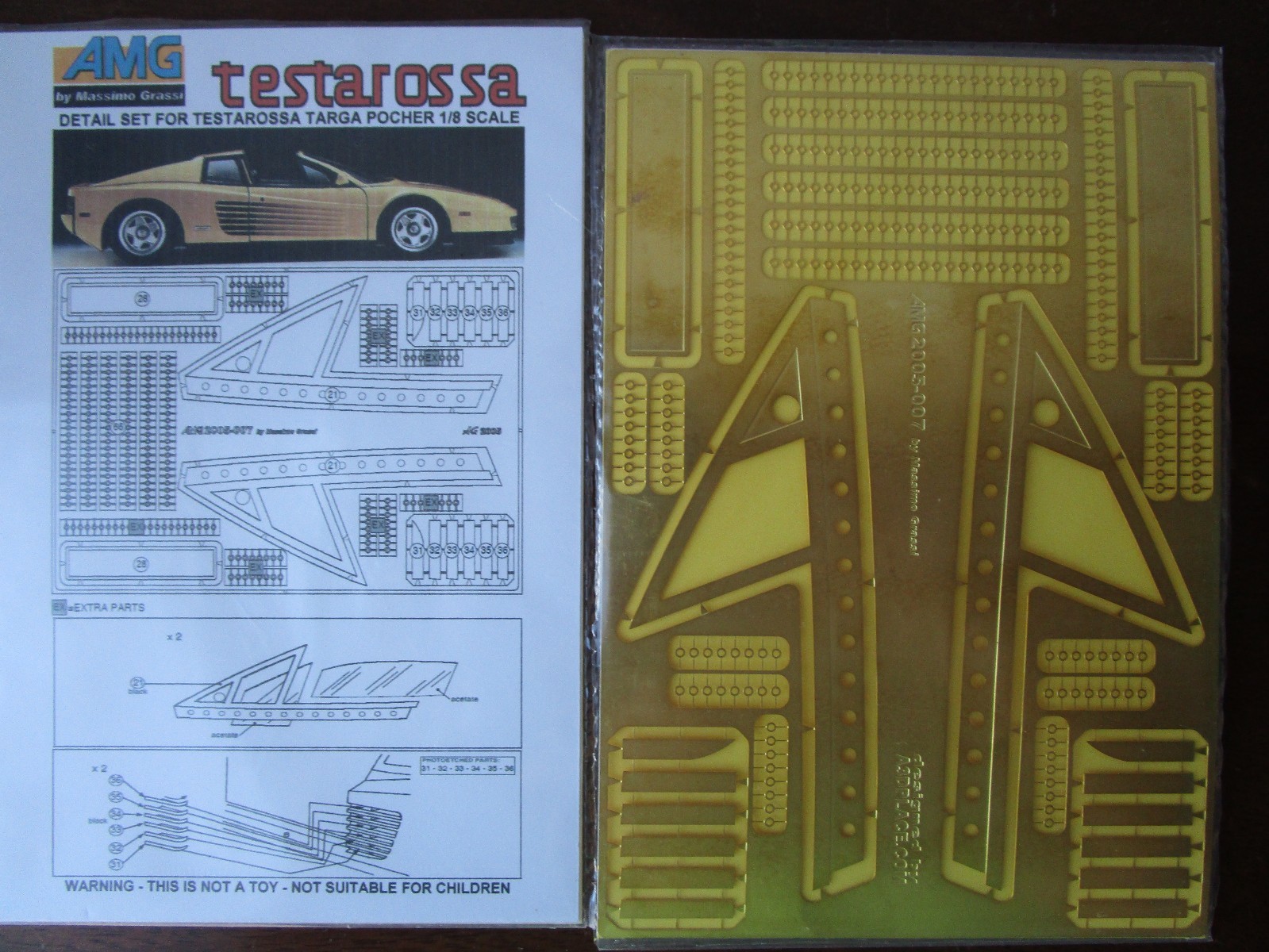 POCHER 1/8 Ferrari Testarossa Targa Window Frames + Side Strakes ...