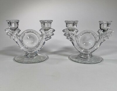 DUNCAN & MILLER FIRST LOVE DOUBLE LIGHT CANDLESTICK HOLDERS ETCHED ...