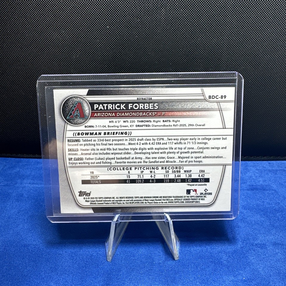2025 Bowman Draft Chrome #BDC-89 Patrick Forbes 1st Bowman Refractor ...