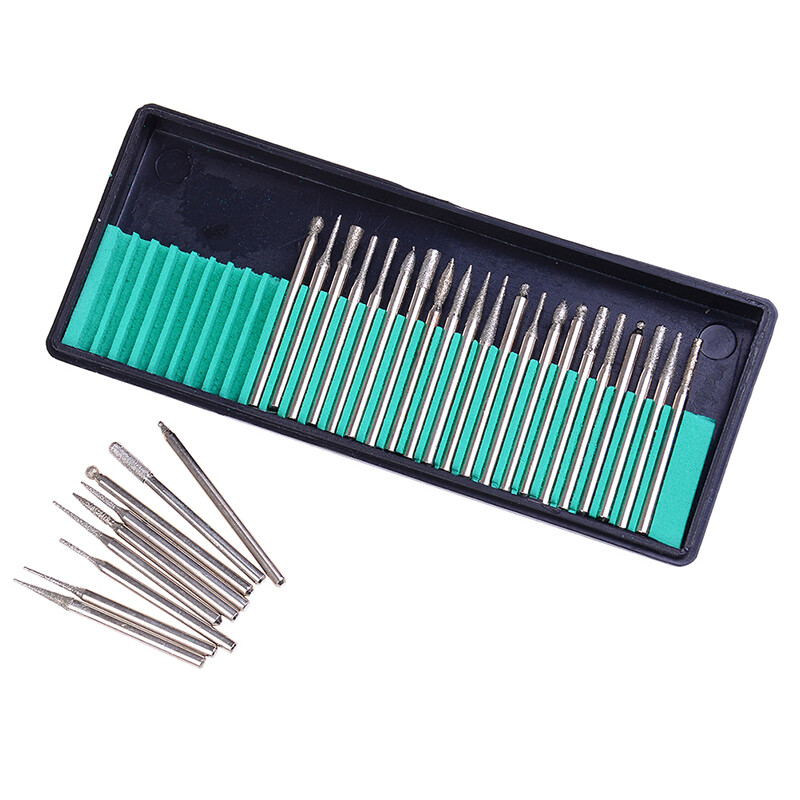30Pcs 3mm burr bits head grinding needle carving polishing drill too ...