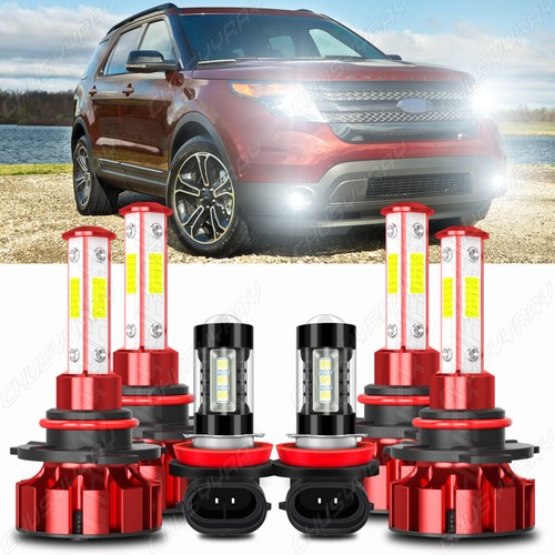 For 2011 - 2015 Ford Explorer White LED Headlight Hi/Low Fog Light ...