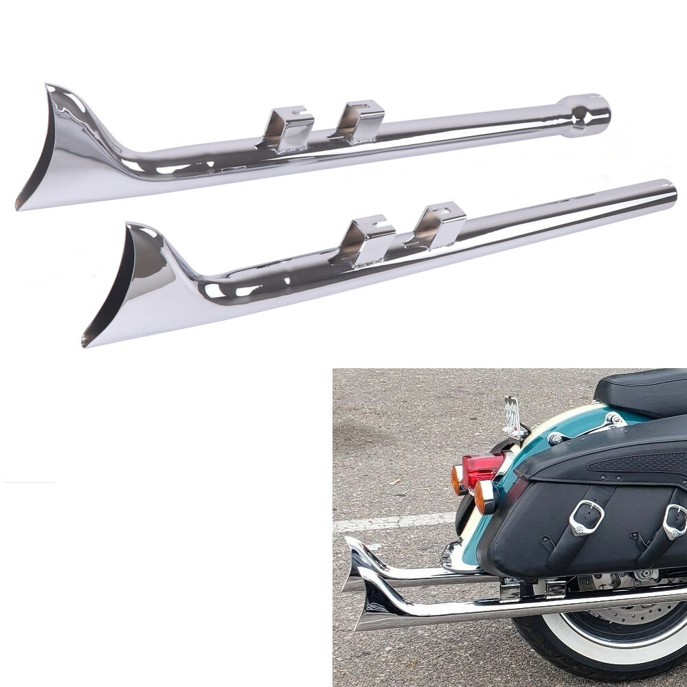 36'' Fishtail Exhaust Pipe Slip Ons for Harley Touring 2017-UP Chrome 2 ...