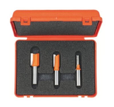 CMT 811.001.11 3-piece Plywood Groove Set in Carrying Case, 1/4" Shank ...