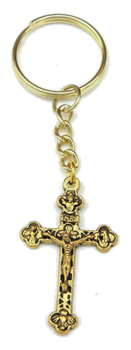 2 PCS x Cross Crucifix Jesus Christ Keyring Holy Catholic Goldtone Key ...