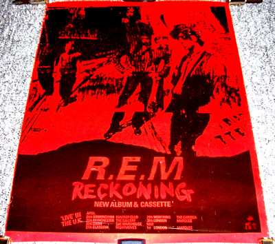 REM SUPERB RARE U.K. RECORD COMPANY PROMO AND TOUR POSTER 'RECKONING ...
