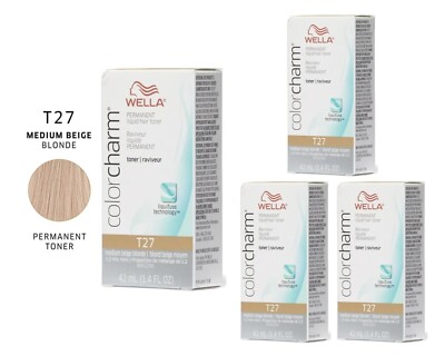 Wella Color Charm Permanent Liquid Toner T27 Medium Beige Blonde 1.4oz ...