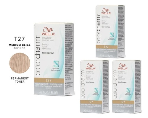 Wella Color Charm Permanent Liquid Toner T27 Medium Beige Blonde 1.4oz ...