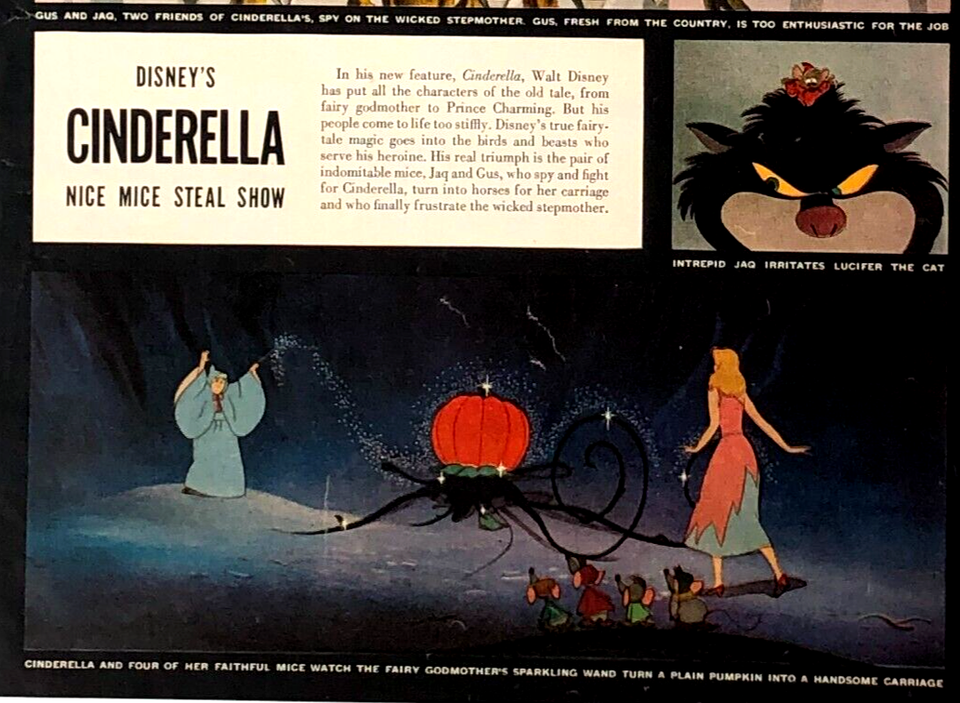 1950 Walt Disney Cinderella Movie Advertisement Promo Mice Carriage Vtg ...