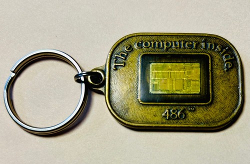 RARE INTEL 486 PROCESSOR COMPUTER CHIP METAL KEYCHAIN Vtg 94 The ...