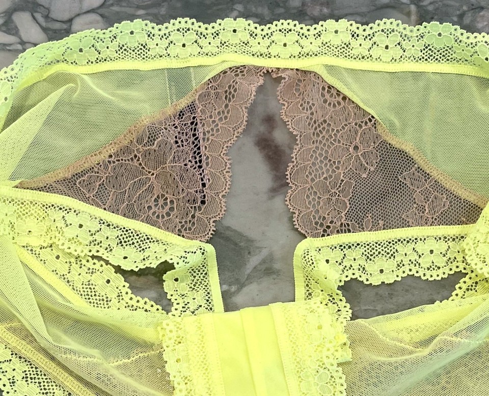 NEW Victoria Secret Very Sexy Lace & Mesh Peek-a-boo Cheeky - Neon ...