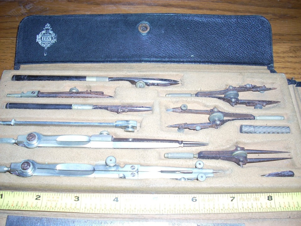 Vintage Drafting Set Mechanical Engineering Drawing plus Rulers TEC ...