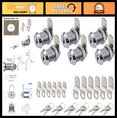 Keyed Alike Cam Locks for Cabinets, File Drawers, Mailboxes & Tool ...