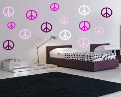 96 PEACE SIGNS VINYL WALL DECALS STICKERS ROOM DECOR 4 COLORS KIDS ...