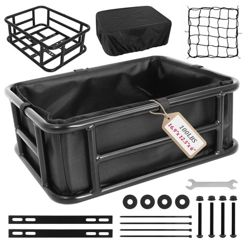 Rear Bike Basket,100LBS Large Capacity, Easy to Install, Weather ...
