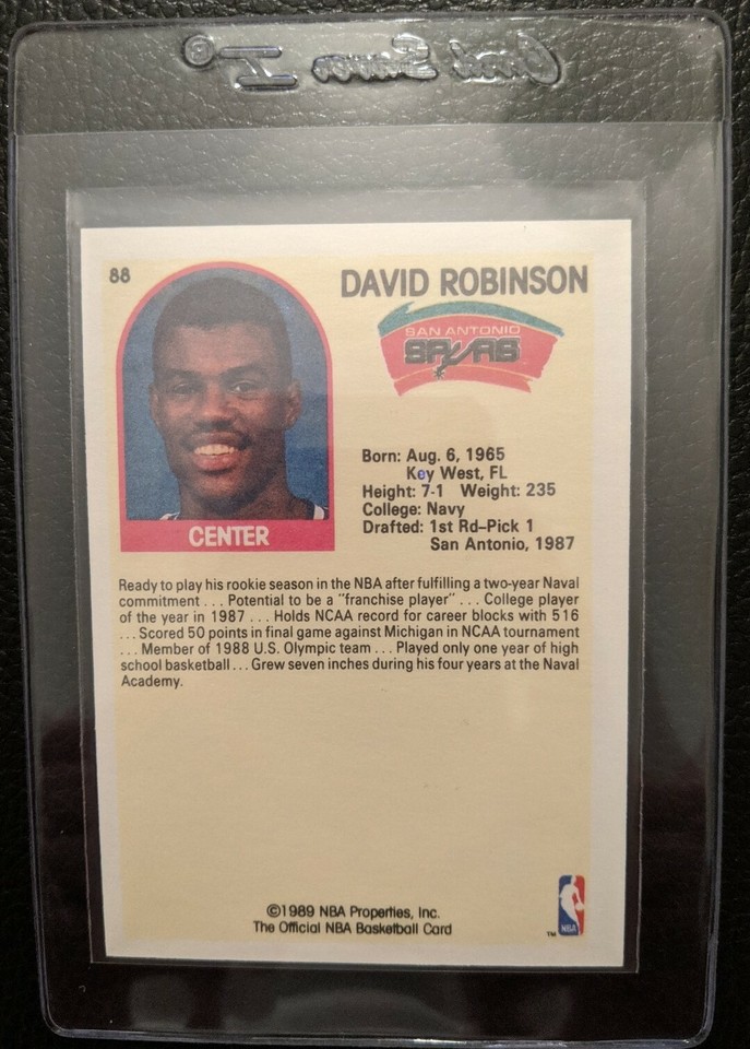 1989 HOOPS SUPER STARS #88 DAVID ROBINSON ROOKIE CARD SAN ANTONIO SPURS ...