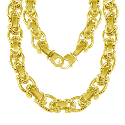 10k Yellow Gold Fancy Handmade Chain Link Necklace 22" 12.84mm 158 ...
