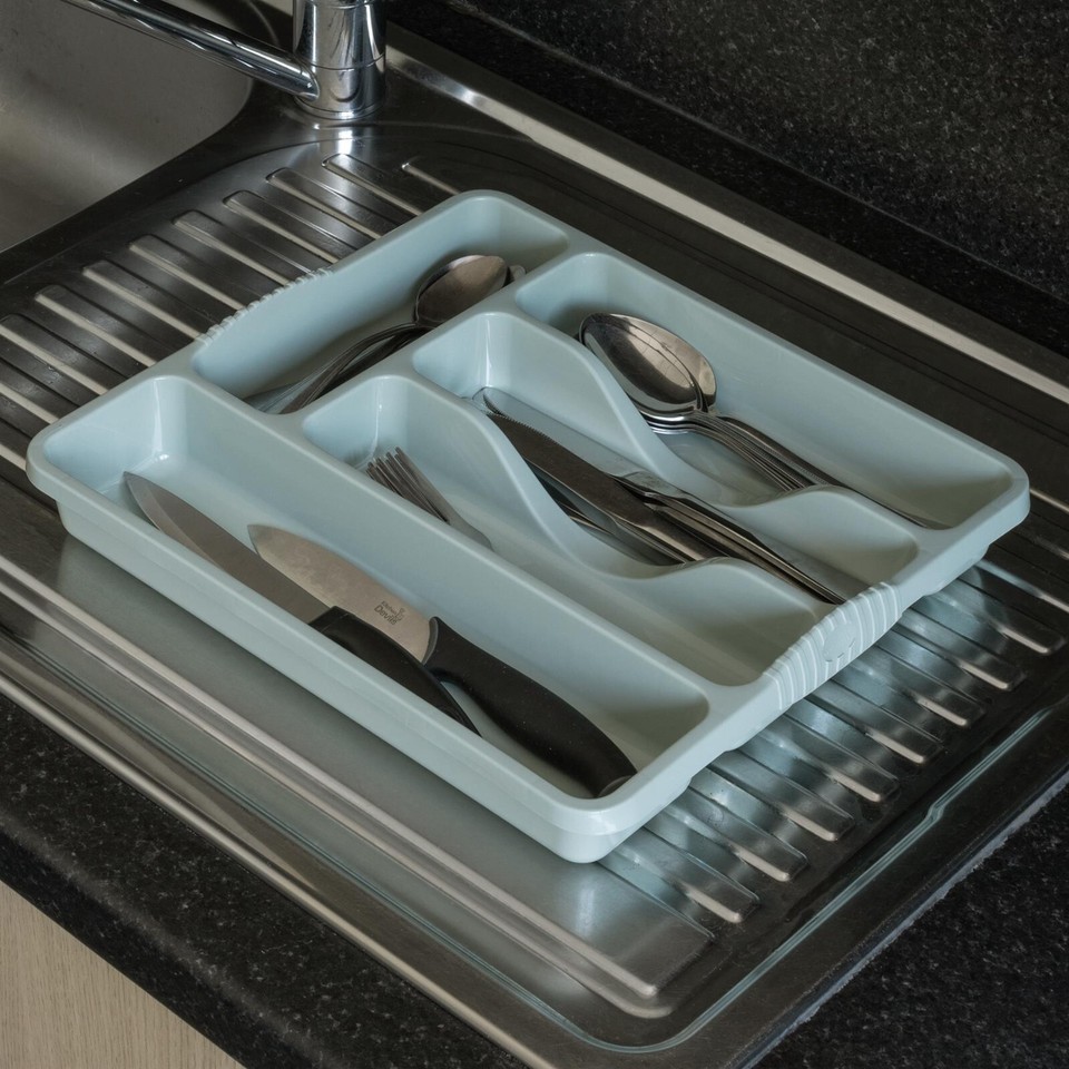 Cutlery Tray Drawer 5 Section Plastic Small Kitchen Insert Spoon Fork ...