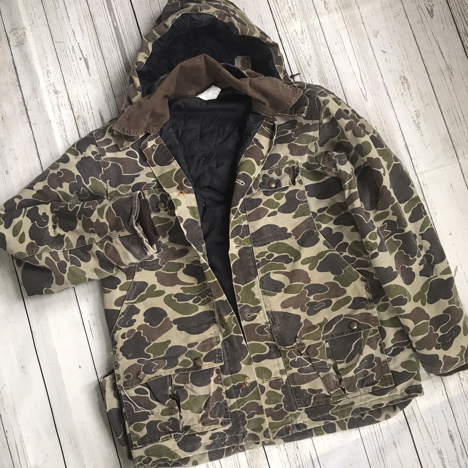 Vintage Carhartt Hunting Jacket Button Front Camo Pri… - Gem