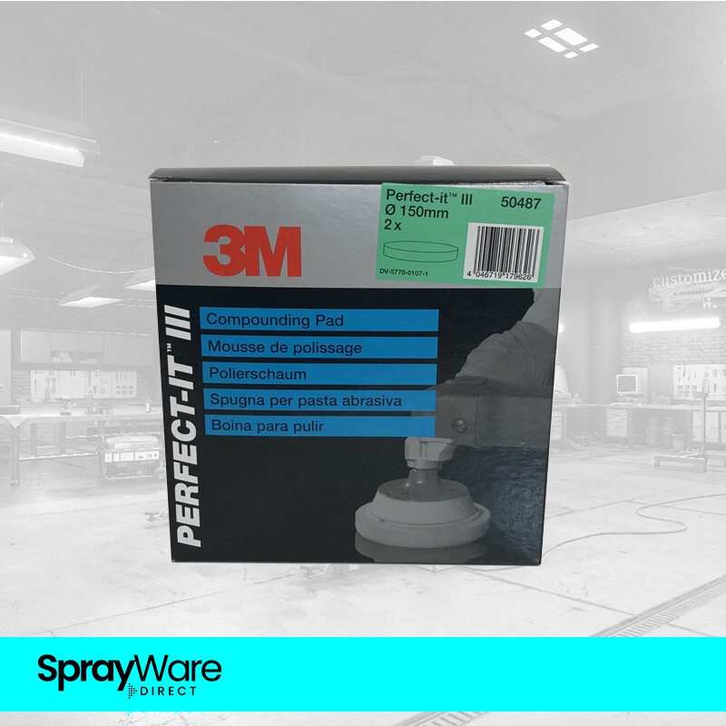 3M 50487 Green Compounding Polishing Sponge Pads 150mm Hook & Loop Full ...