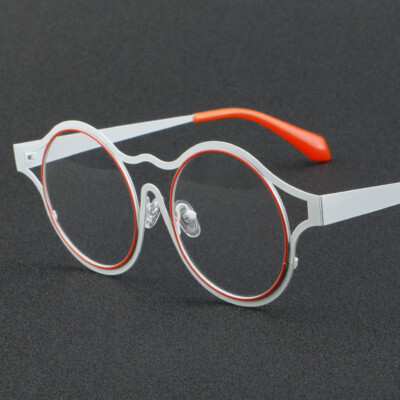 Vintage Round Eyeglass Frames Mixed-color Metal Double Bridge Glasses ...