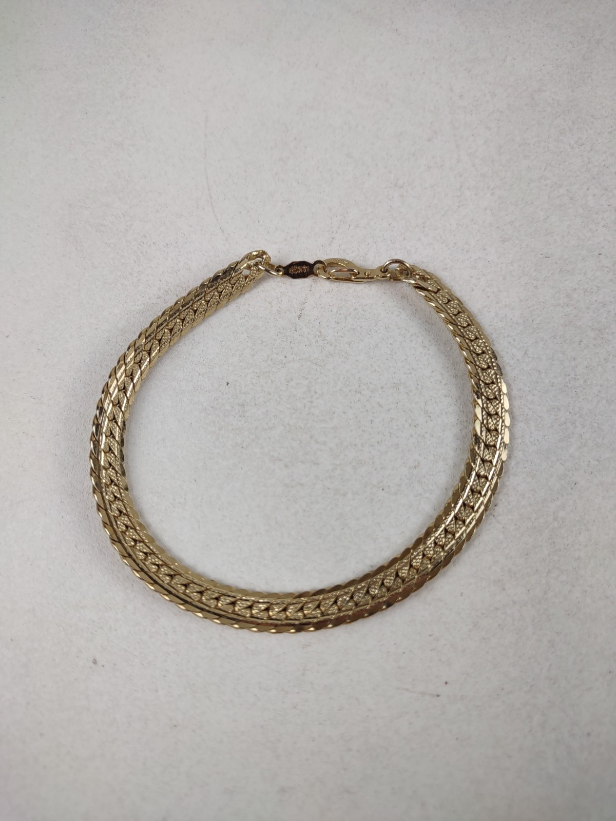 14K Gold Plated Chain Bracelet - 7" - Korea - Gem