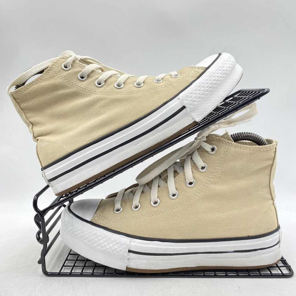 Converse CTAS Eva Lift Beige White Trainers Size UK 3 Womens Platform ...