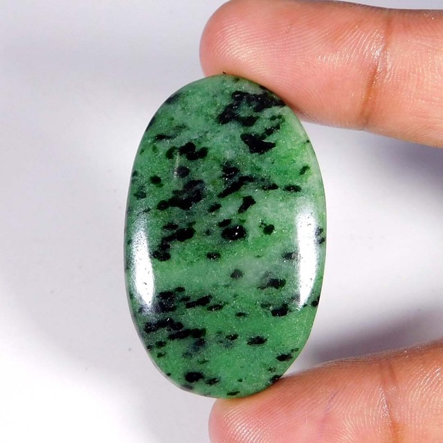 Natural Quality Rare Green Ruby Zoisite Oval Cabochon Loose Gemstone 81 ...