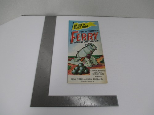 Vintage Fort Ticonderoga Ferry Crossing Lake Champlain Brochure Route ...